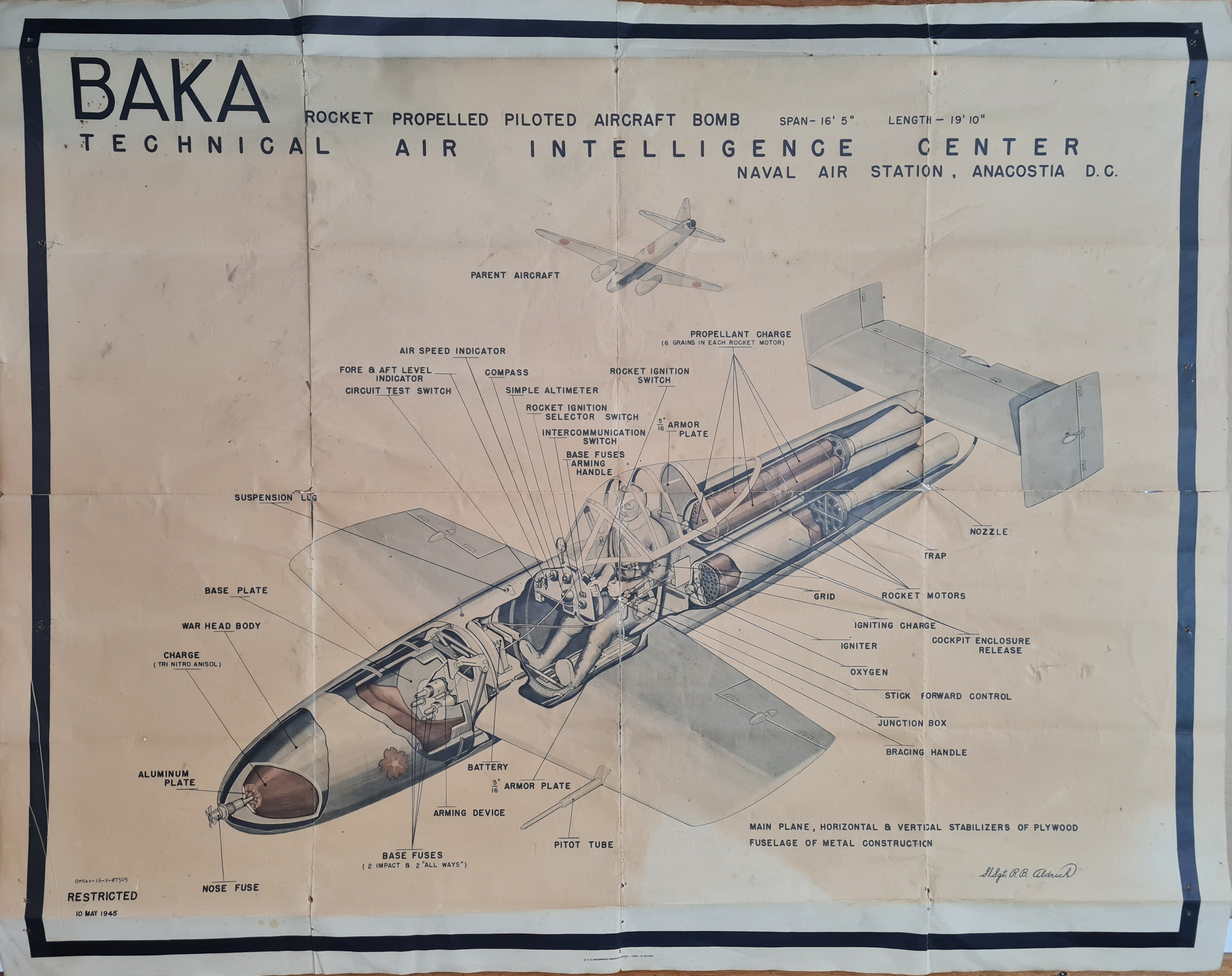 WW2 Yokosuka MXY-7 Ohka "Baka Bomb" Technical Diagram – Dandy Vintage Ltd